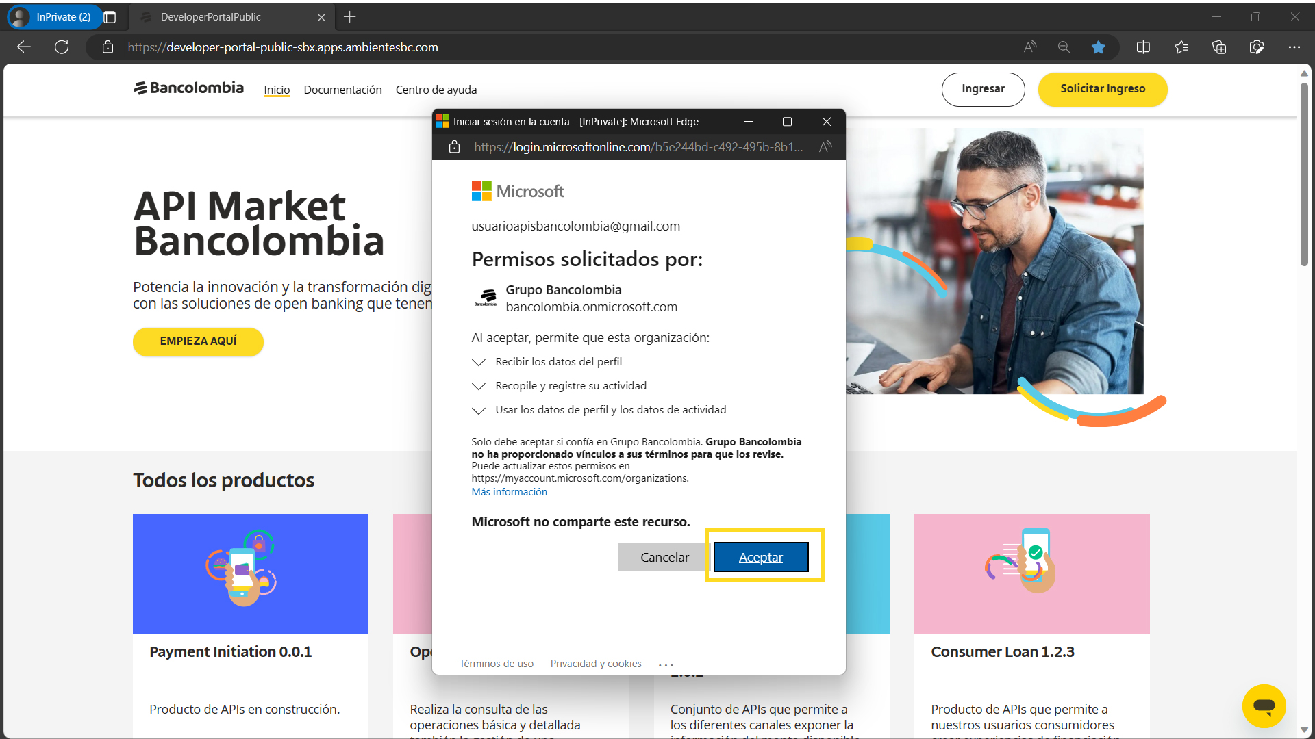 ¿Cómo solicito el ingreso a Sandbox? – Centro de Ayuda APIs Bancolombia