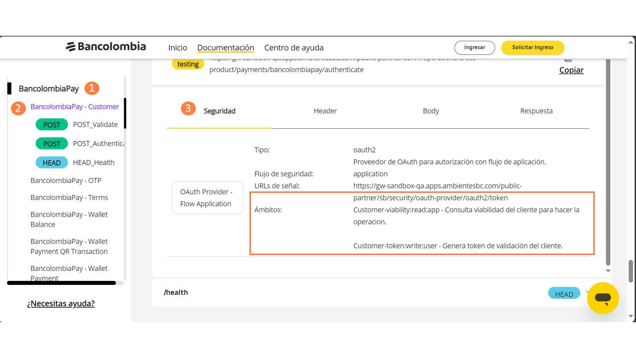 ¿dónde Verifico El Scope O ámbito De Las Apis Centro De Ayuda Apis Bancolombiaemk 4900